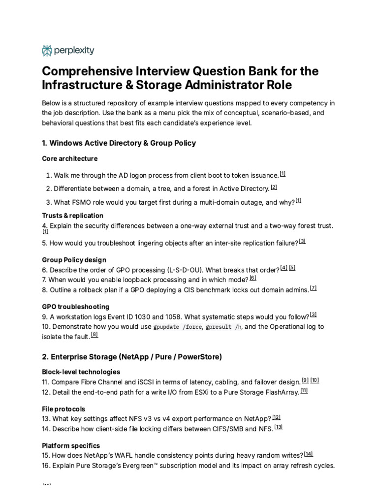 Comprehensive Interview Question Bank For The Infr | PDF | Group Policy | Computer Science
