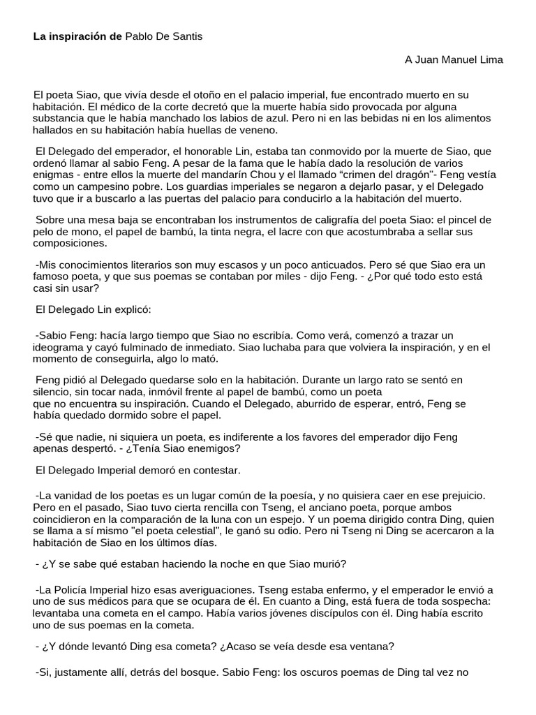 El misterio de la muerte del poeta Siao | PDF