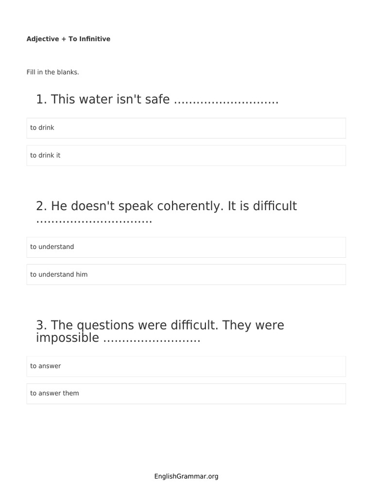 Adjective + To Infinitive | PDF