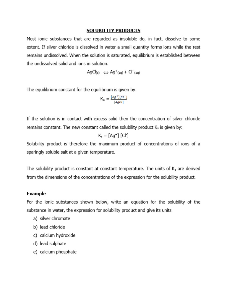 Solubility Products 250709 085144 | PDF | Solubility | Precipitation (Chemistry)