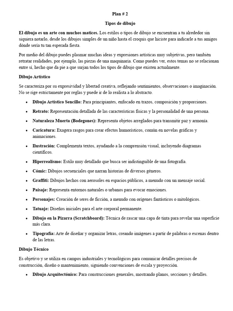 Tipos de Dibujo: Guía Completa | PDF | Dibujo técnico | Dibujo
