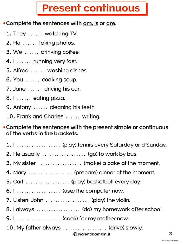 Exercícios de Present Continuos Keke | PDF