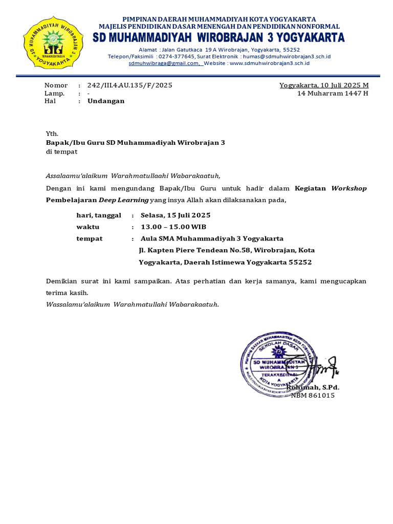 Undangan Workshop Pembelajaran Deep Learning | PDF