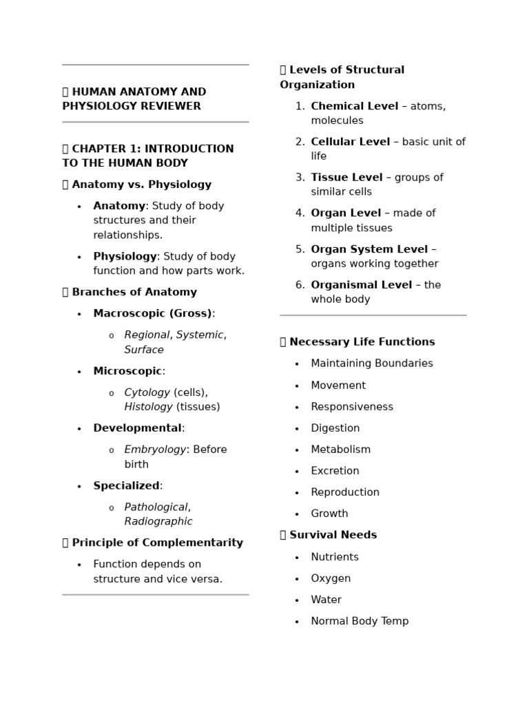 Human Anatomy and Physiology Reviewer | PDF | Epithelium | Tissue (Biology)