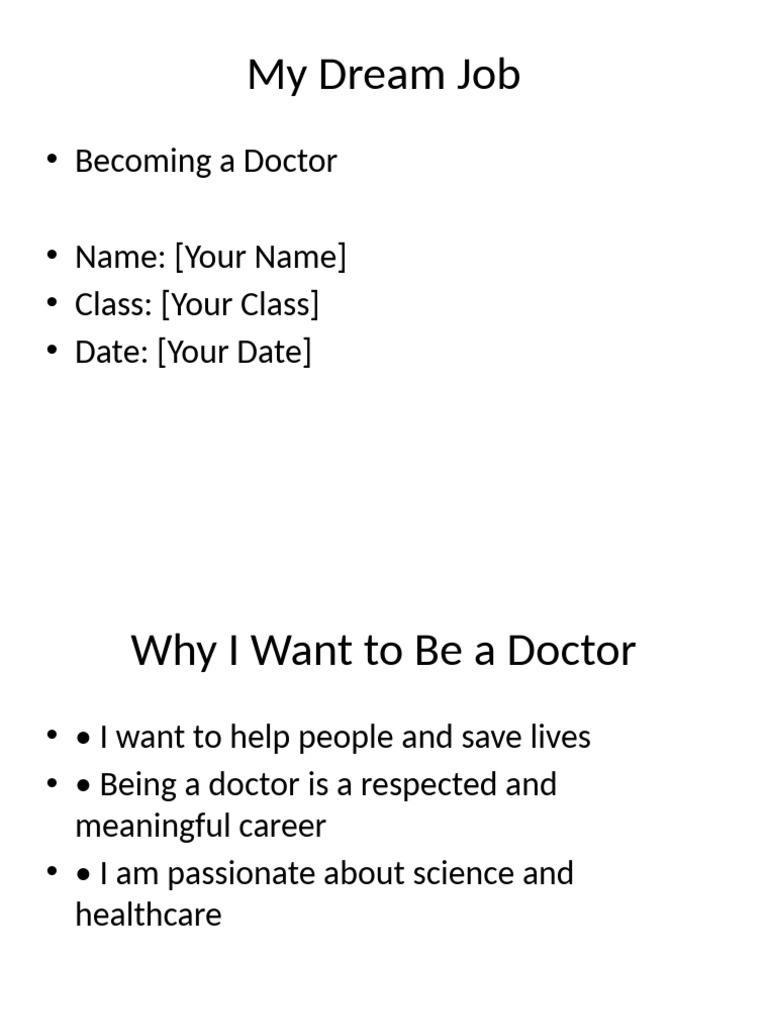My Dream Job: Becoming a Doctor | PDF