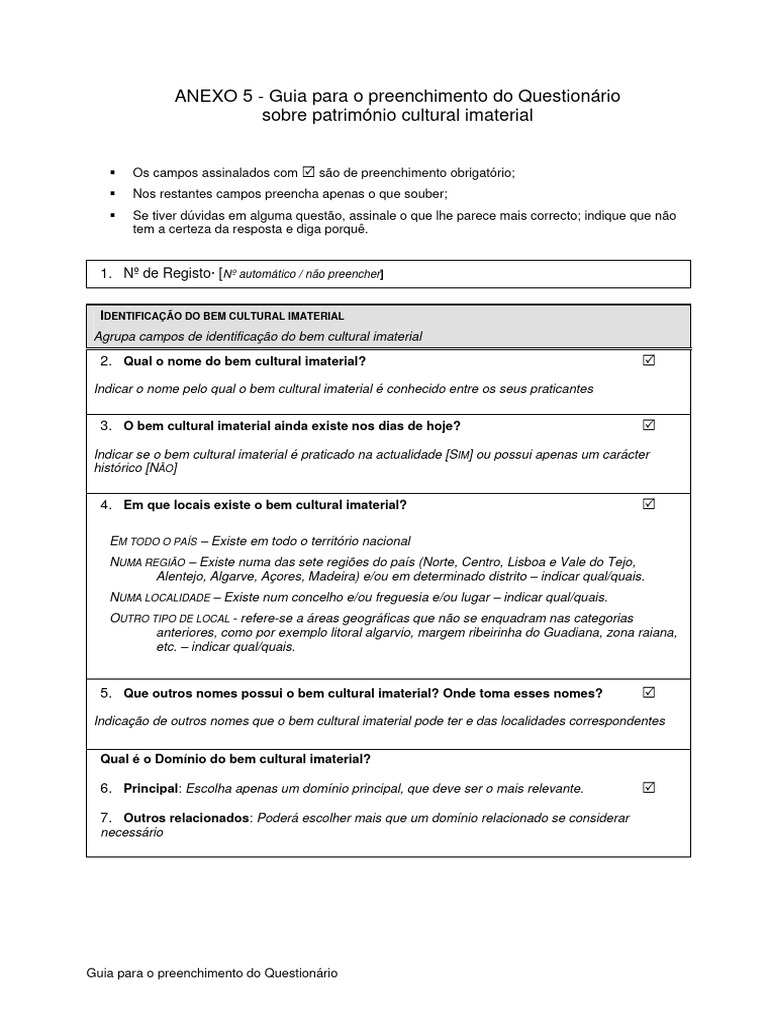 Guia para Preenchimento de Questionário Cultural | PDF | Aprendizado ...