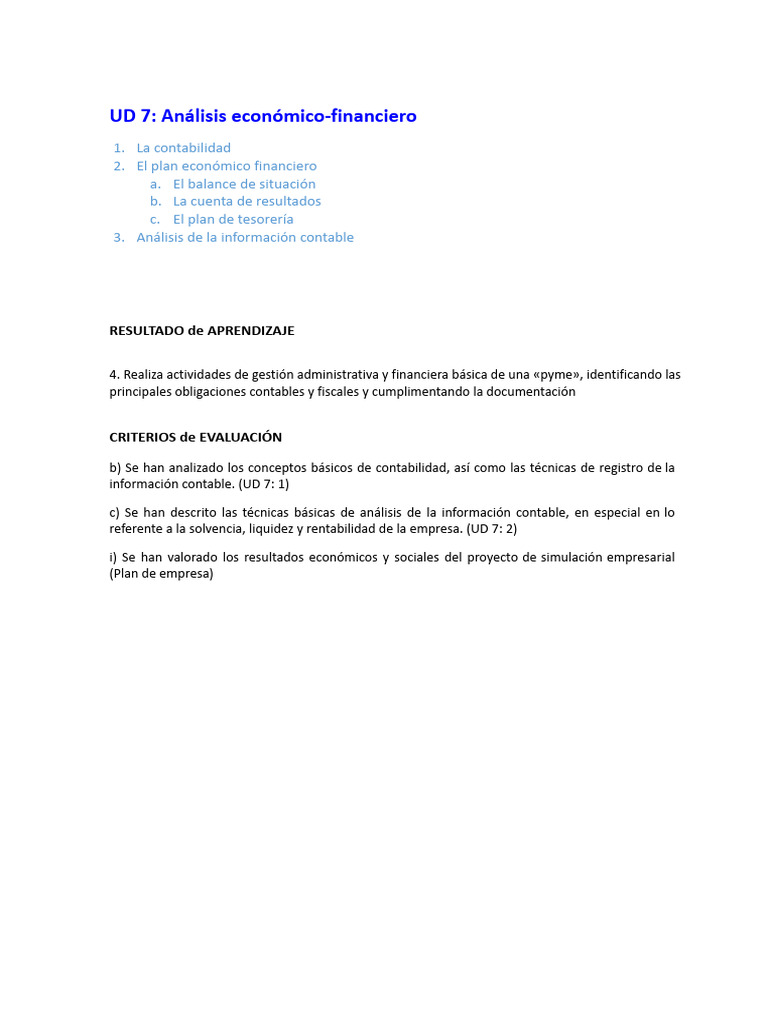 Ud 7 Eie | PDF | Capital de trabajo | Contabilidad