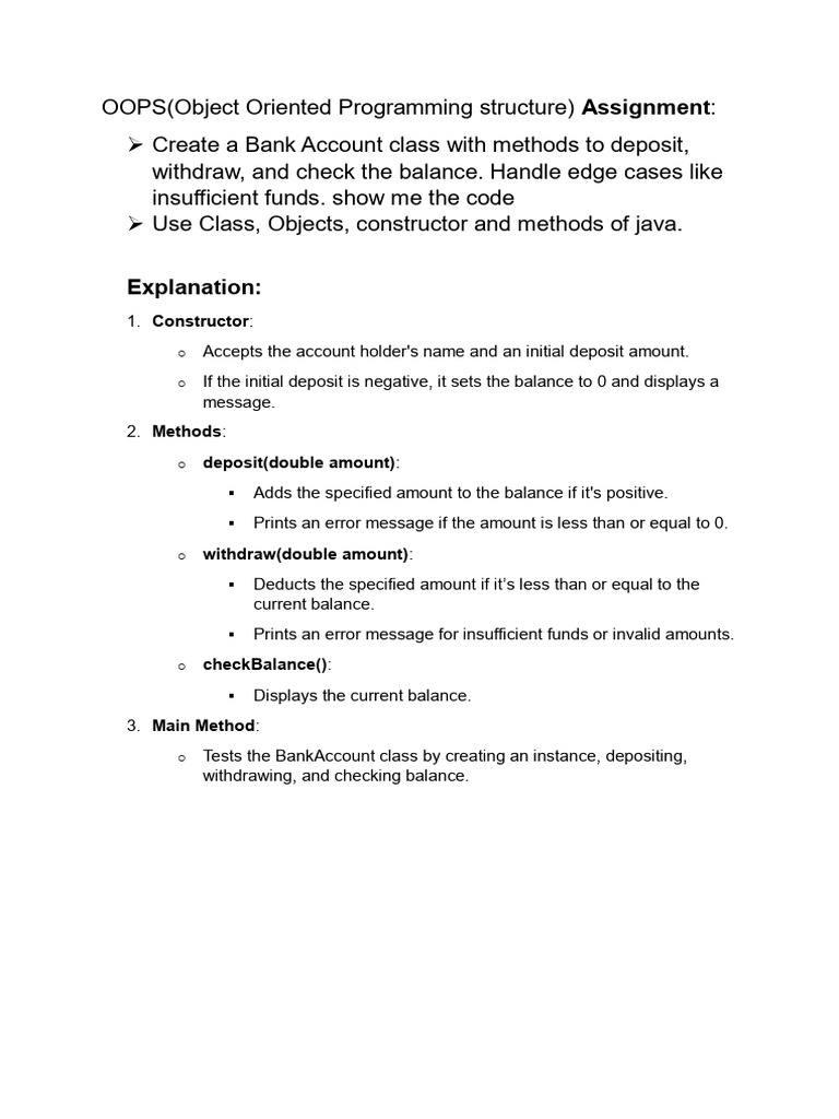 OOPS Bank Account Assign | PDF