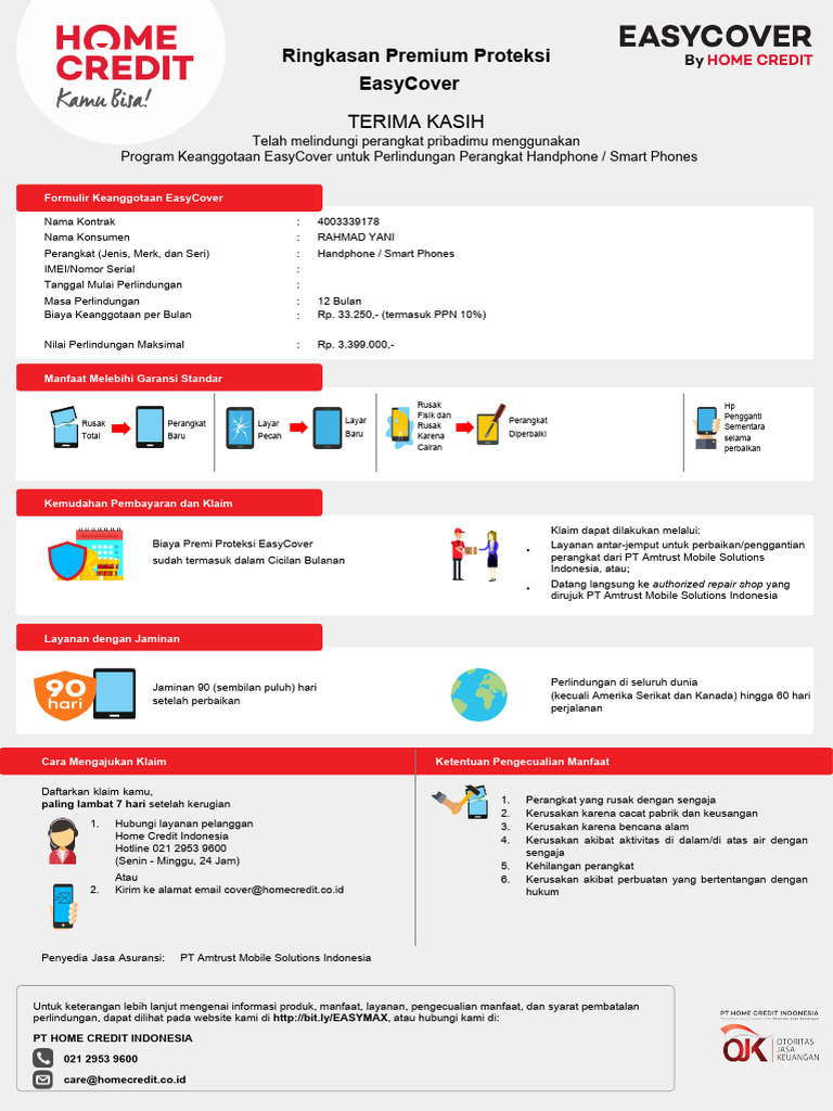 Perjanjian Pembiayaan Bapak RAHMAD YANI | PDF