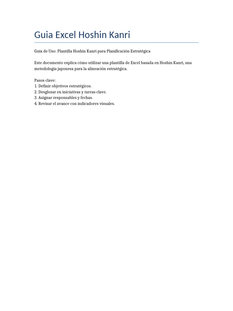 Guia Excel Hoshin Kanri | PDF