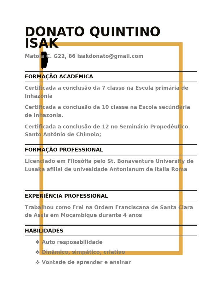 Currículo de Donato Quintino: Formação e Habilidades | PDF
