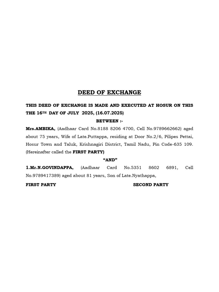Deed of Exchange | PDF | Mortgage Law | Deed