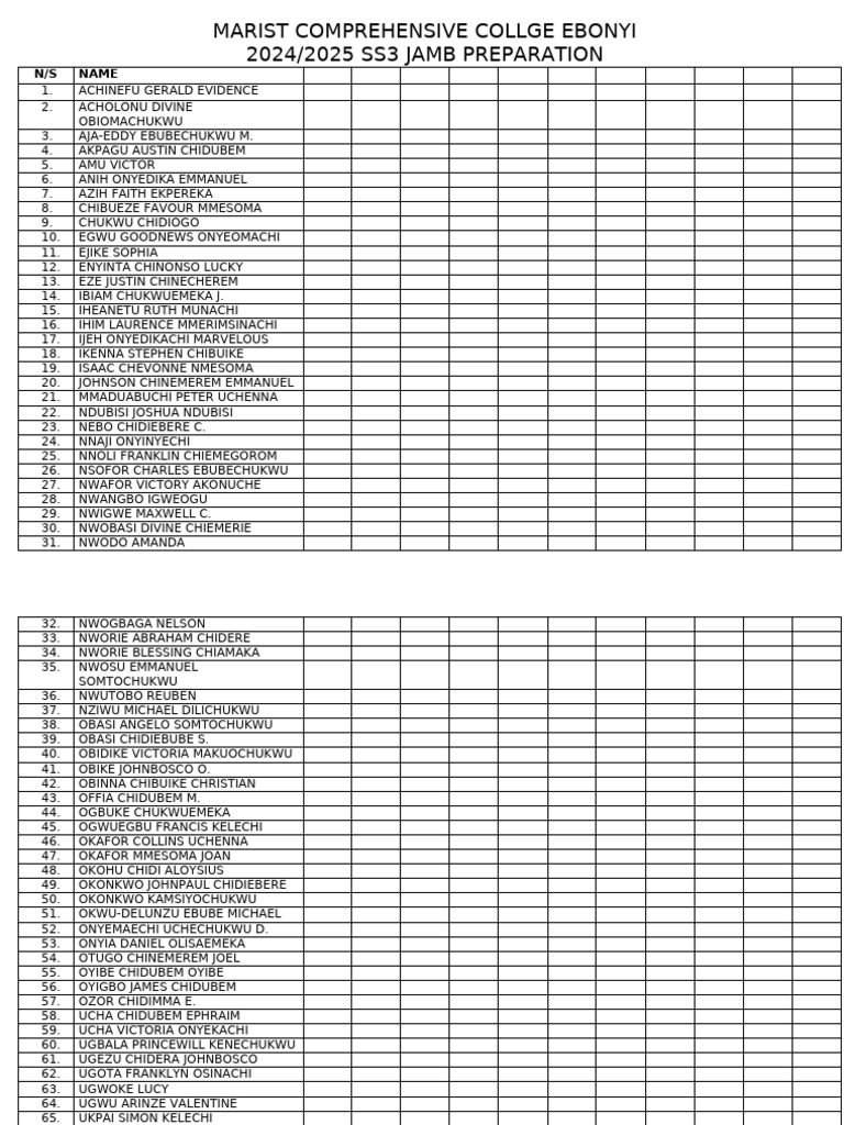 2024-2025 Ss3 Jamb Preparation | PDF