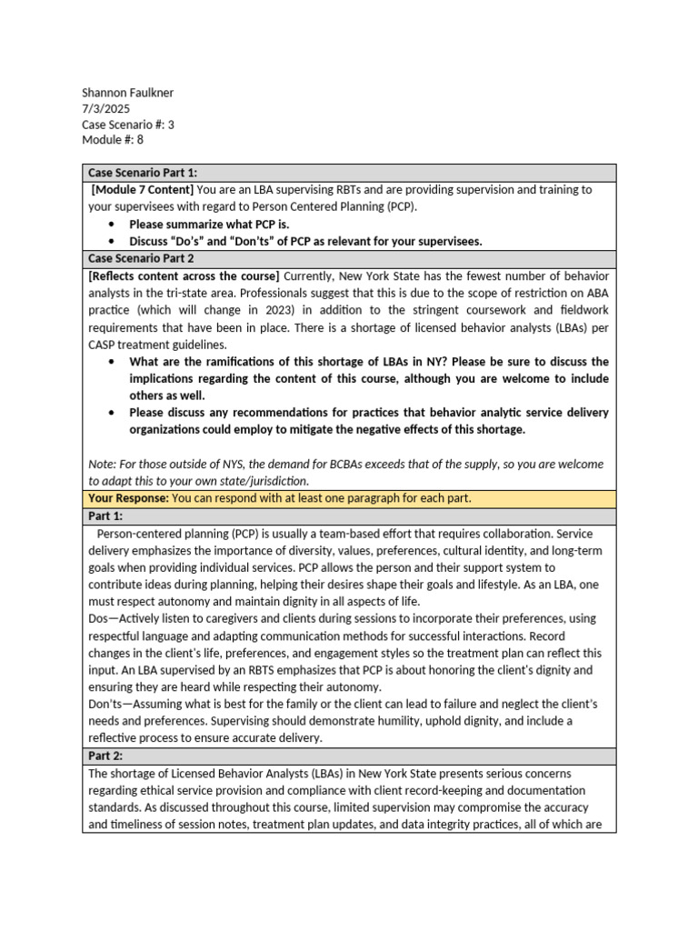 Shannon Faulkner Module 8 - Case Study 3 | PDF