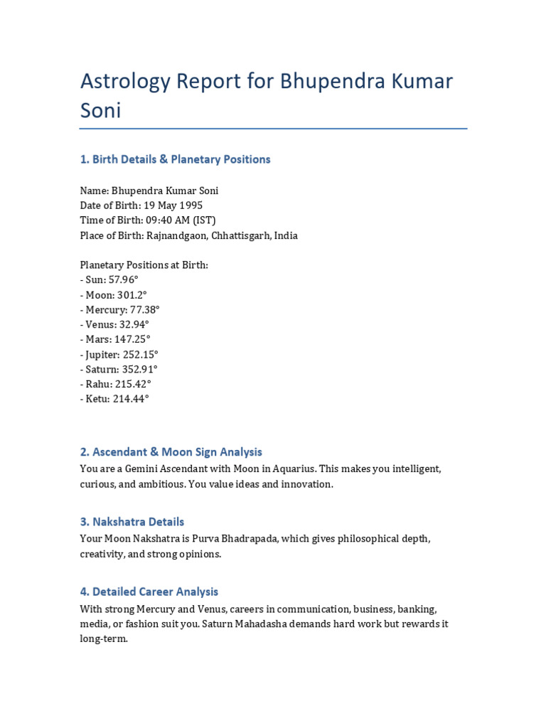 Bhupendra Kundali Report | PDF