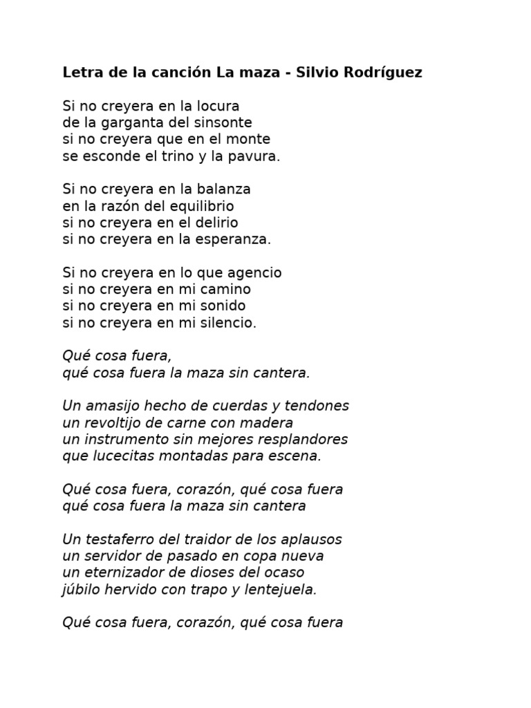 Letra de La Canción La Maza | PDF