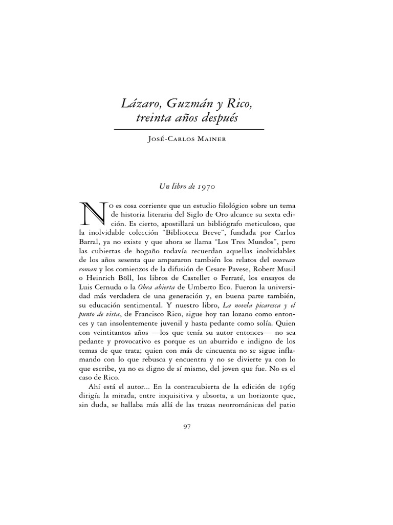 Lazaro Guzman y Rico Treinta Anos Despues | PDF | Novelas