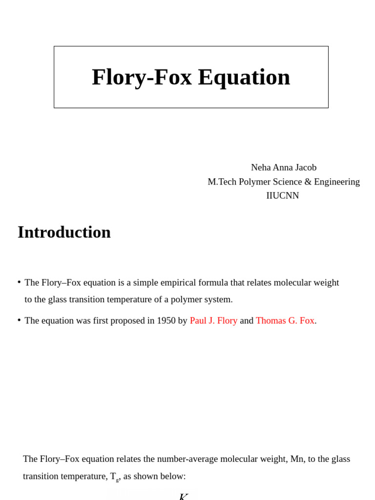 Flory-Fox Equation Overview | PDF