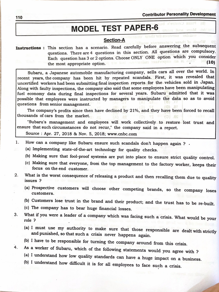 Model Papers CPD With Ans Key Part-2 | PDF