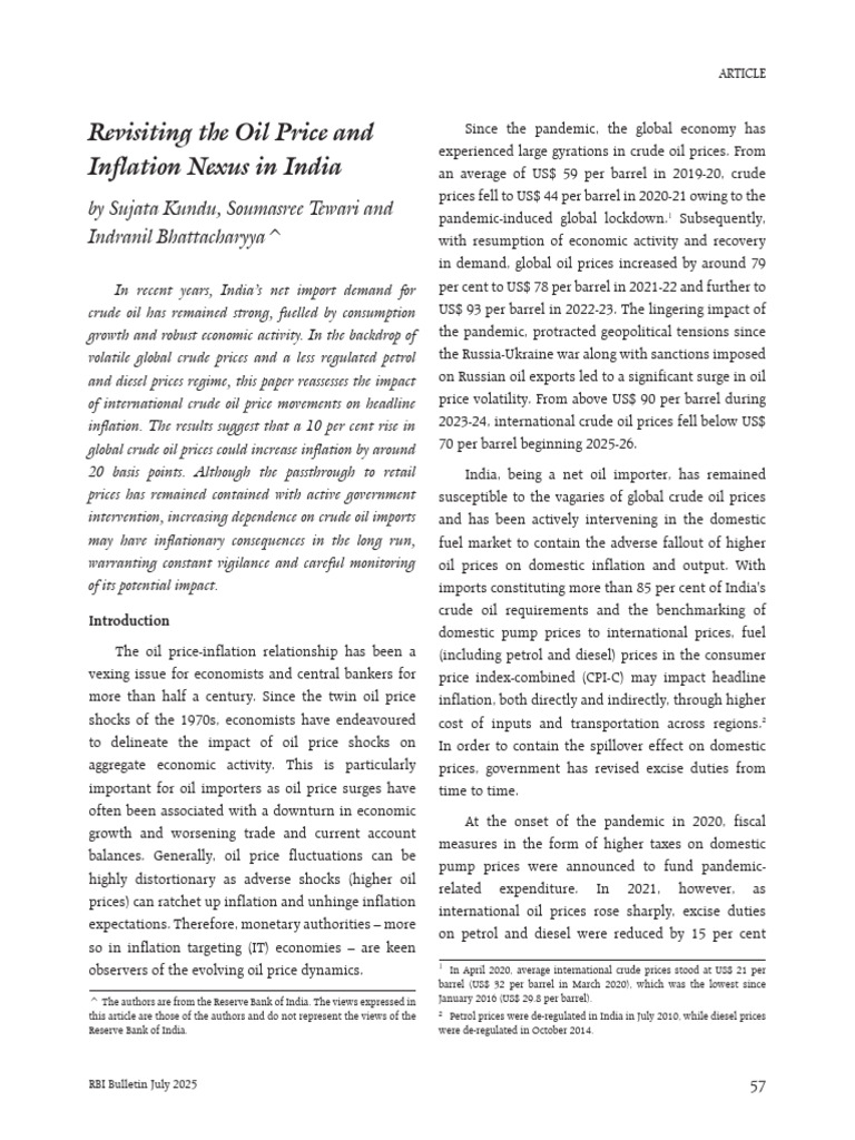 Revisiting The Oil Price and Inflation Nexus in India | PDF | Price Of ...
