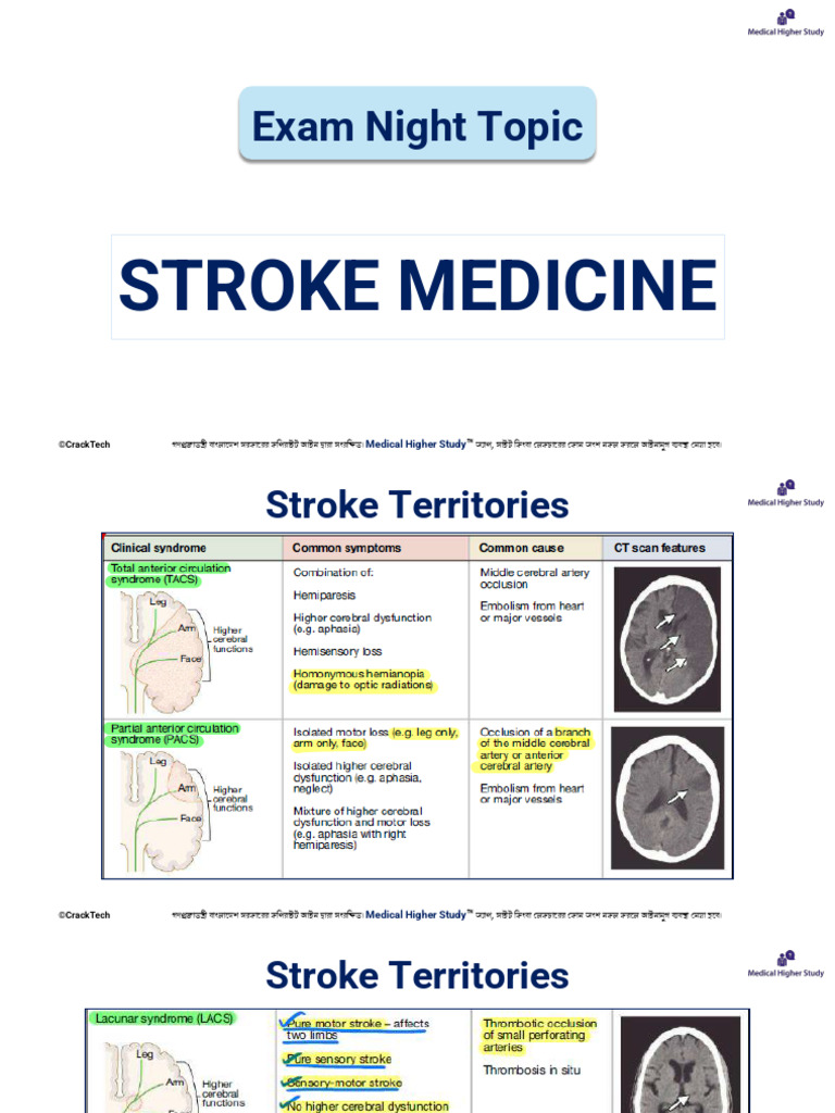 Exam Night Topic Stroke Medicine MHS | PDF