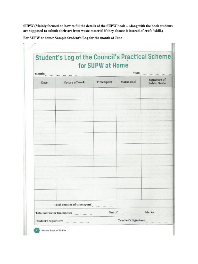 SUPW Guidelines | PDF