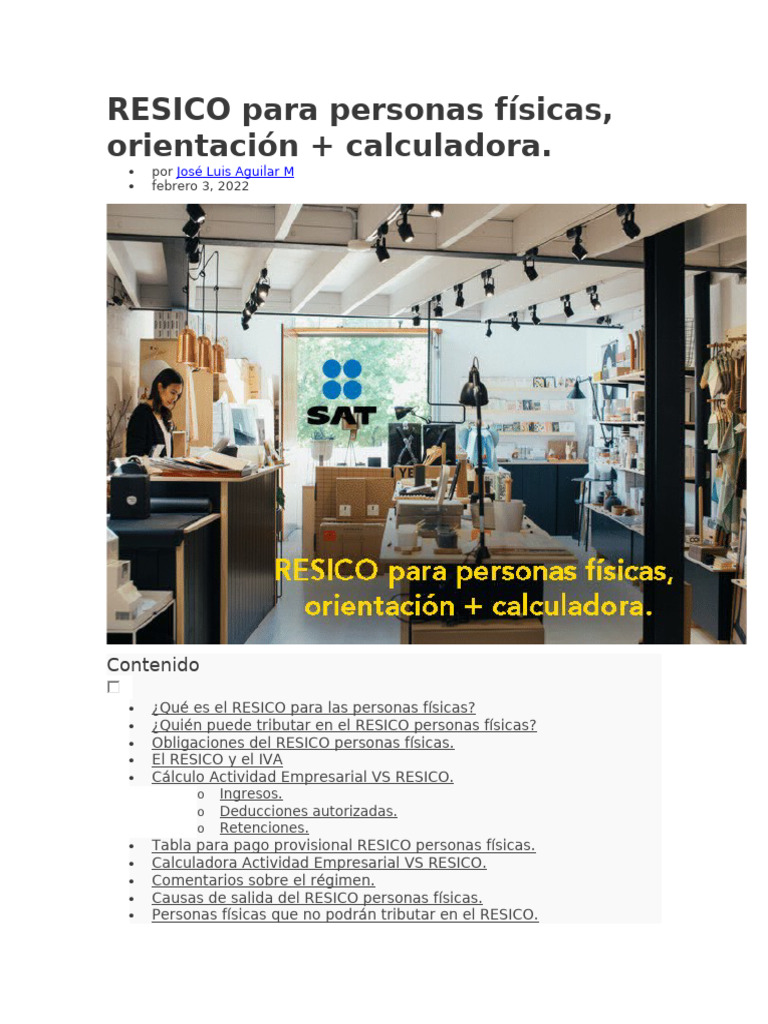 Guía sobre RESICO para Personas Físicas | PDF | Impuesto sobre la renta ...