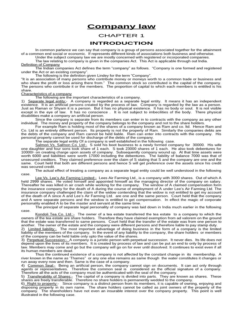 Compay Law Only - Fourth Sem - Printing | PDF | Piercing The Corporate Veil | Partnership