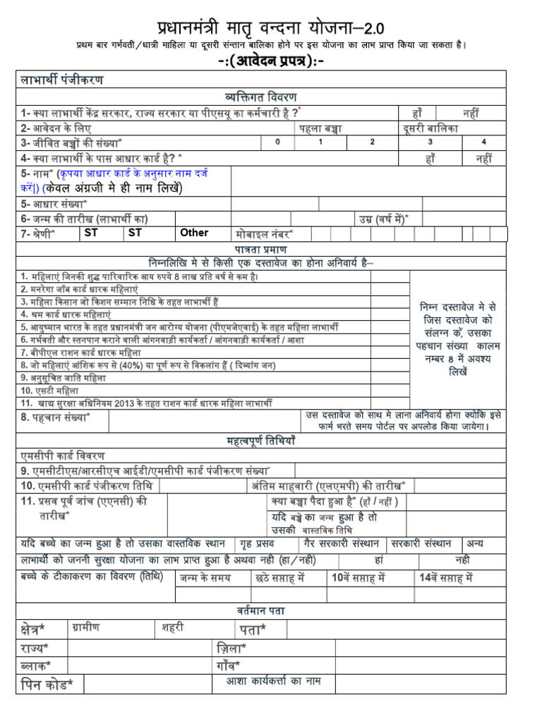 Pmmvy Application Form | PDF