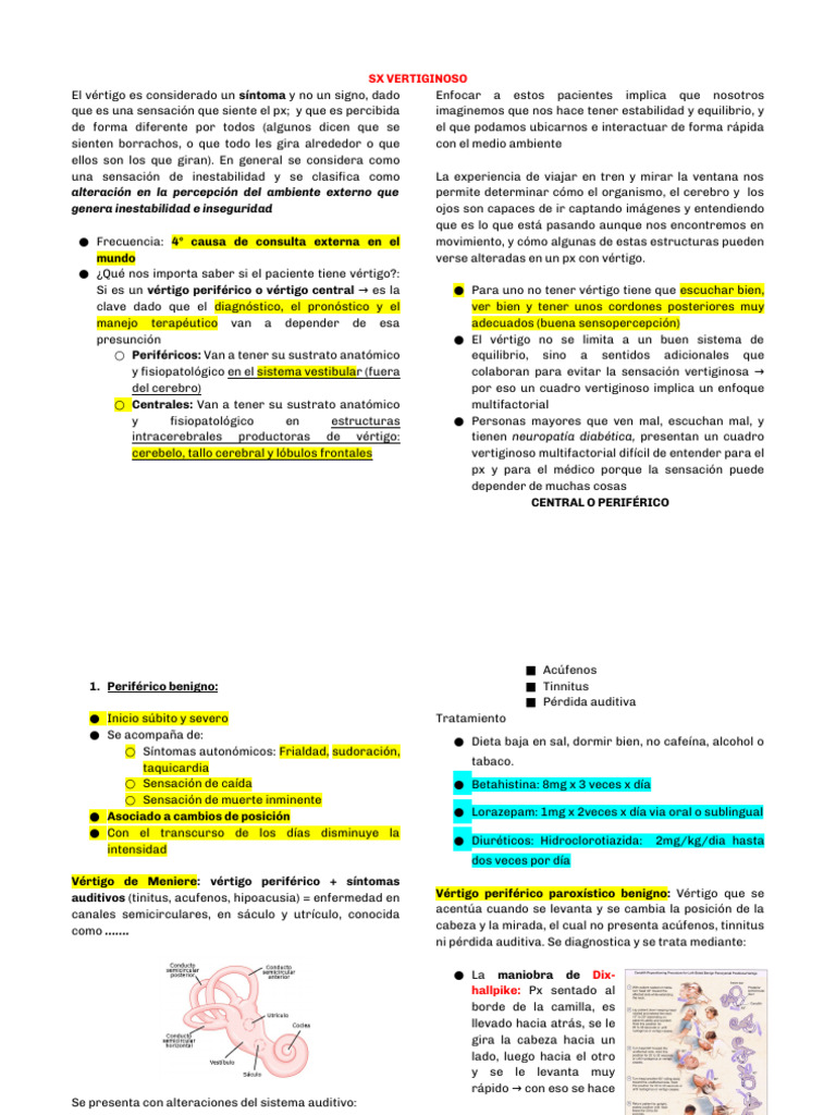 Diagnóstico y Manejo del Síndrome Vertiginoso | PDF | Vértigo | Tinnitus