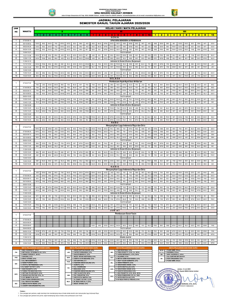 (Rev) JADWAL - PELAJARAN - 2025-2026@ganjil | PDF