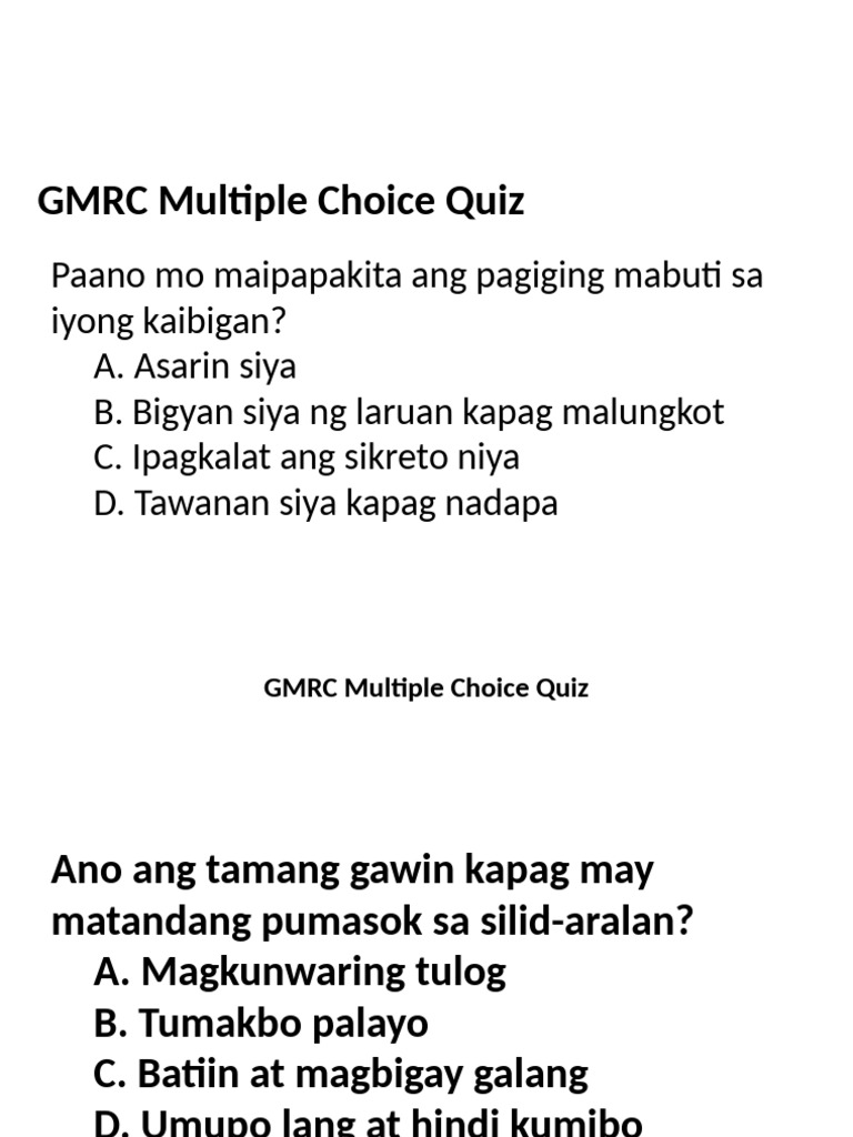 GMRC Quiz Presentation | PDF