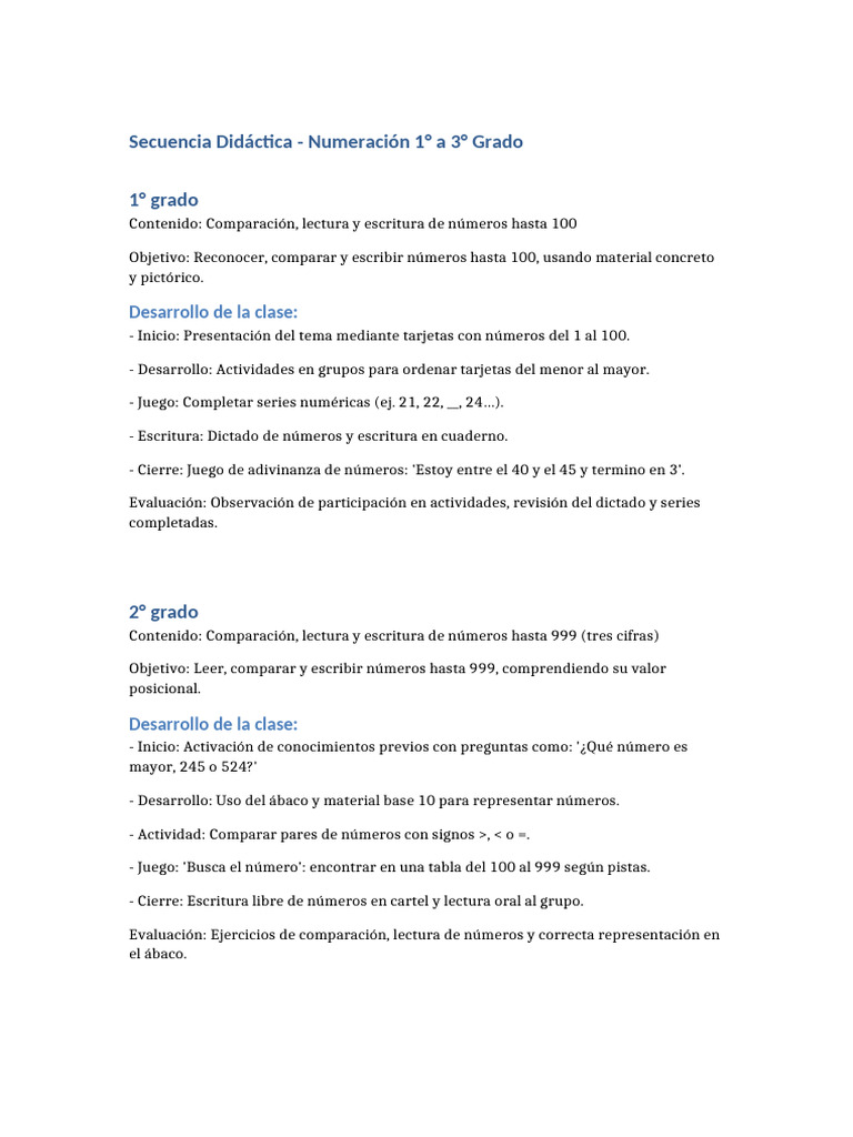 COMPARACIÓN LECTURA Y ESCRITURA Secuencia - Desarrollada - Numeracion ...