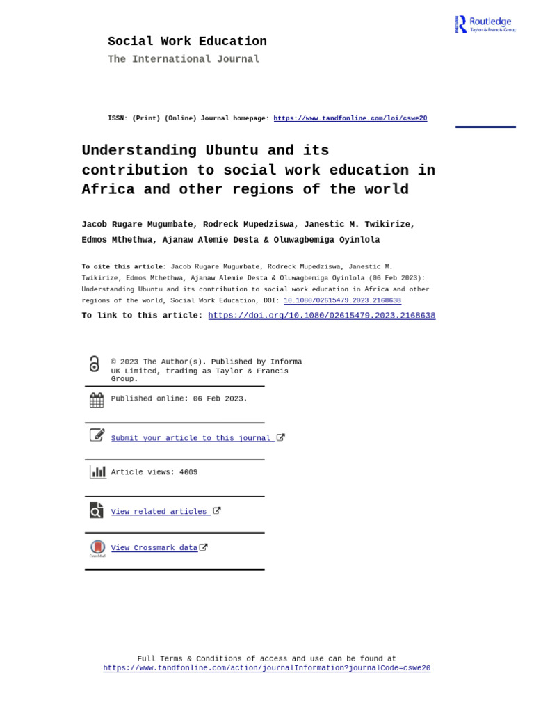 Ubuntu's Role in Social Work Education | PDF | Pedagogy