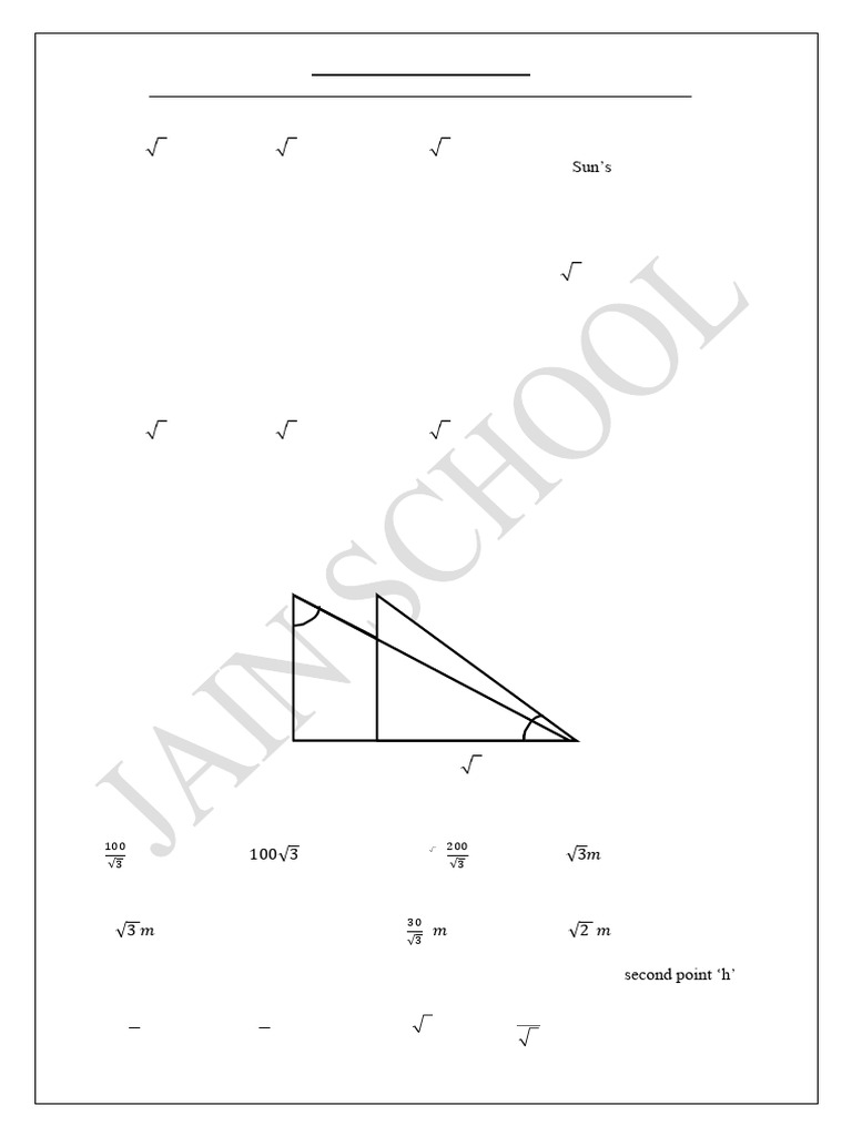 Application of Trigonometry | PDF | Height | Angle