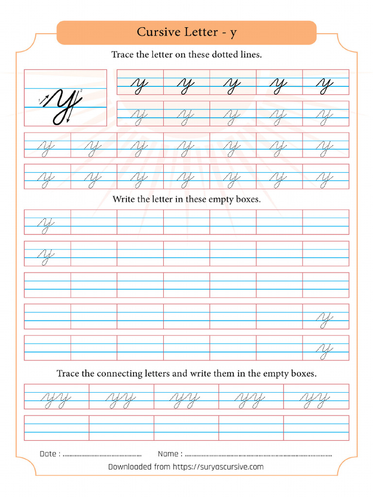 Y Cursive Lowercase Letters Worksheet Dragged | PDF