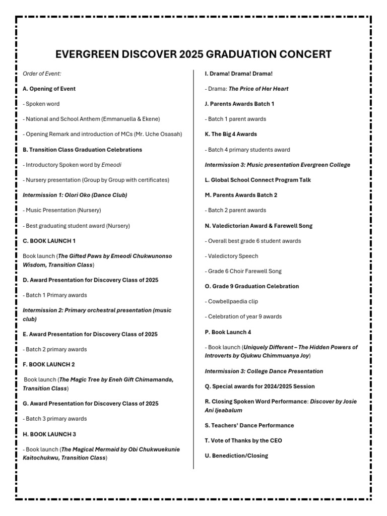 Evergreen Discover 2025 Graduation Event | PDF
