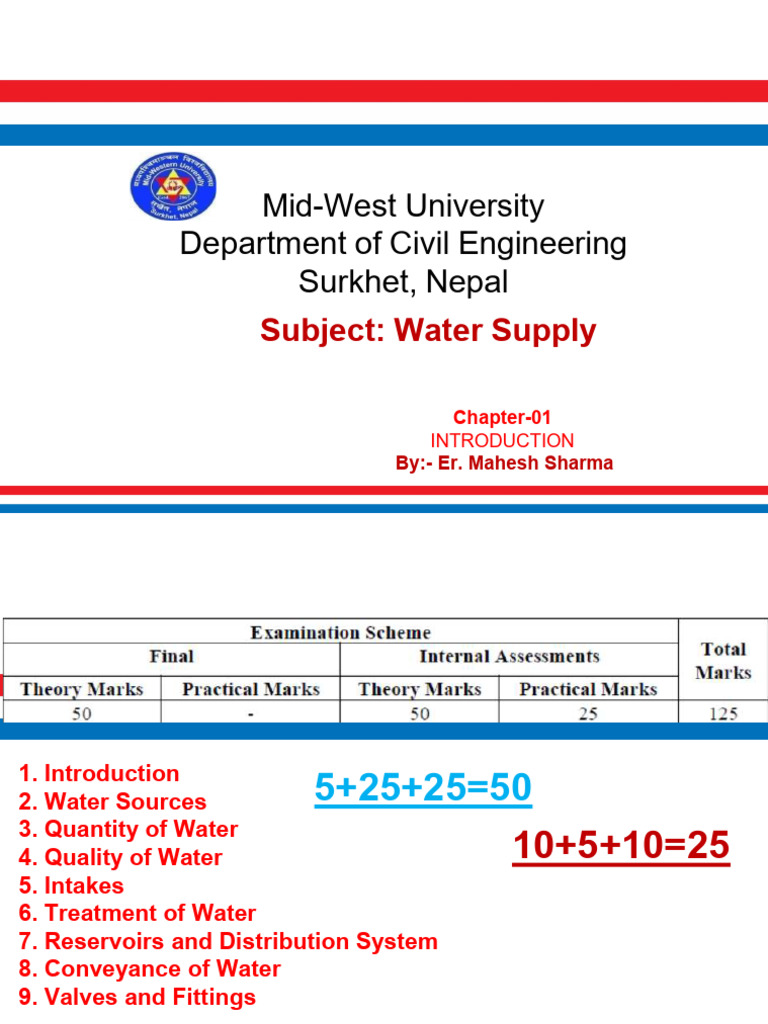 Note 01 Water Supply | PDF | Water Supply Network | Water