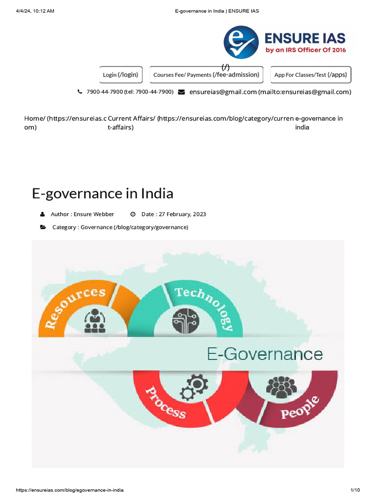 E-Governance in India: Overview & Impact | PDF | Computing