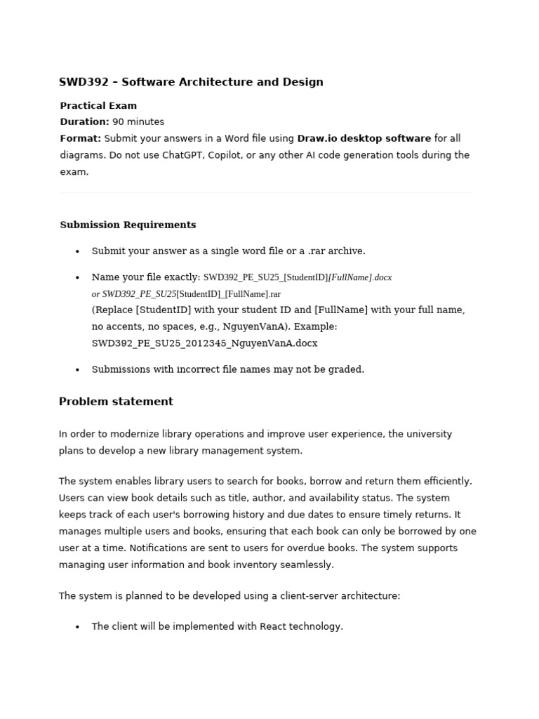 SWD392 - Software Architecture and Design - PracticalExam - Final | PDF | Microsoft Sql Server ...
