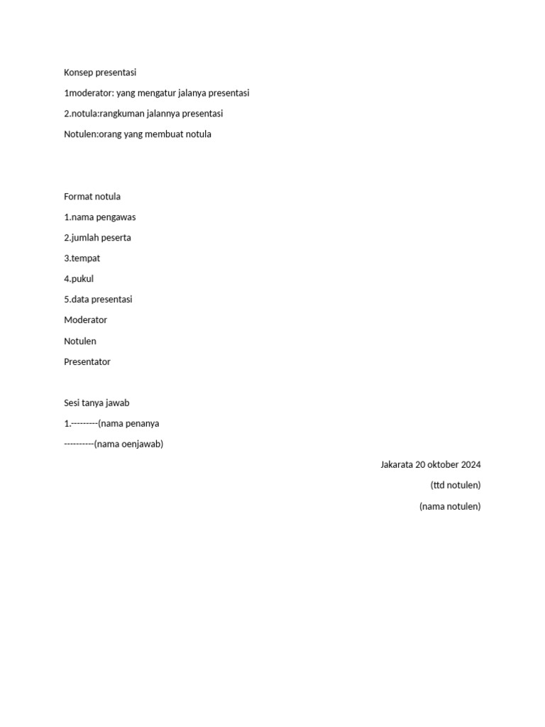 Notulen dan Konsep Presentasi | PDF