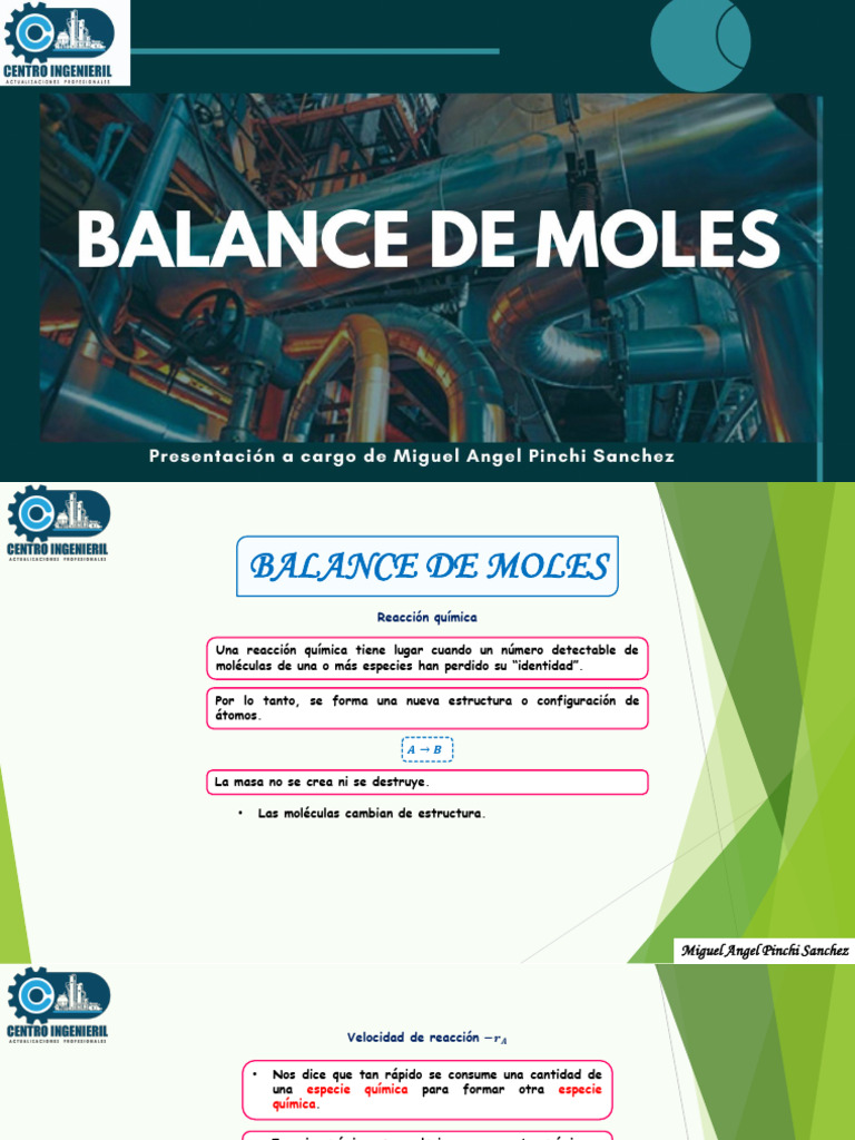 Balance de Moles | PDF | Química | Reacciones químicas