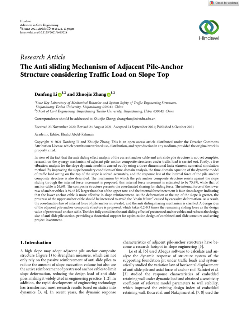 Advances in Civil Engineering - 2021 - Li - The Anti Sliding Mechanism ...