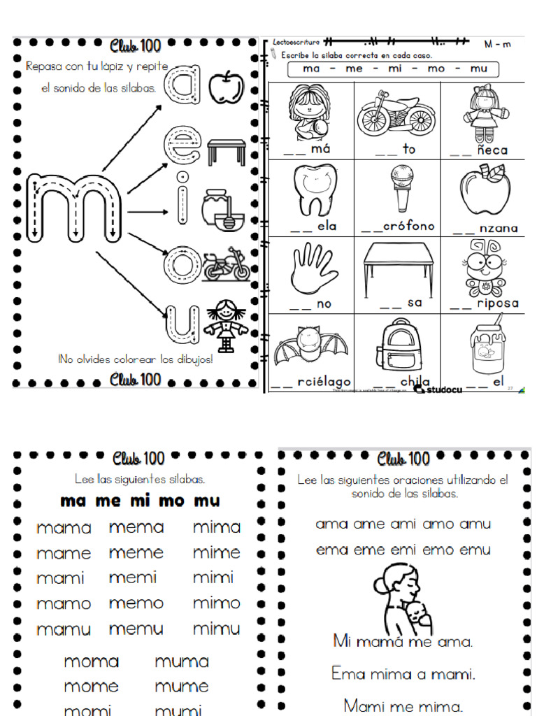 Ejercicio Letras M, L, S, T-Lectoescritura | PDF
