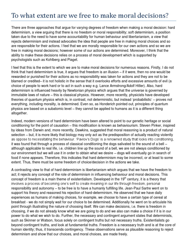 Free Will and Determinism Essay | PDF | Free Will | Determinism