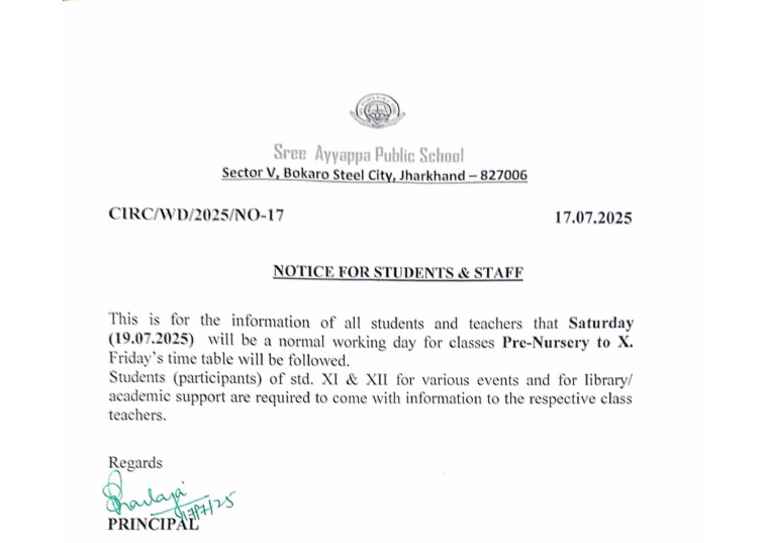 Notice For Students & Staff | PDF