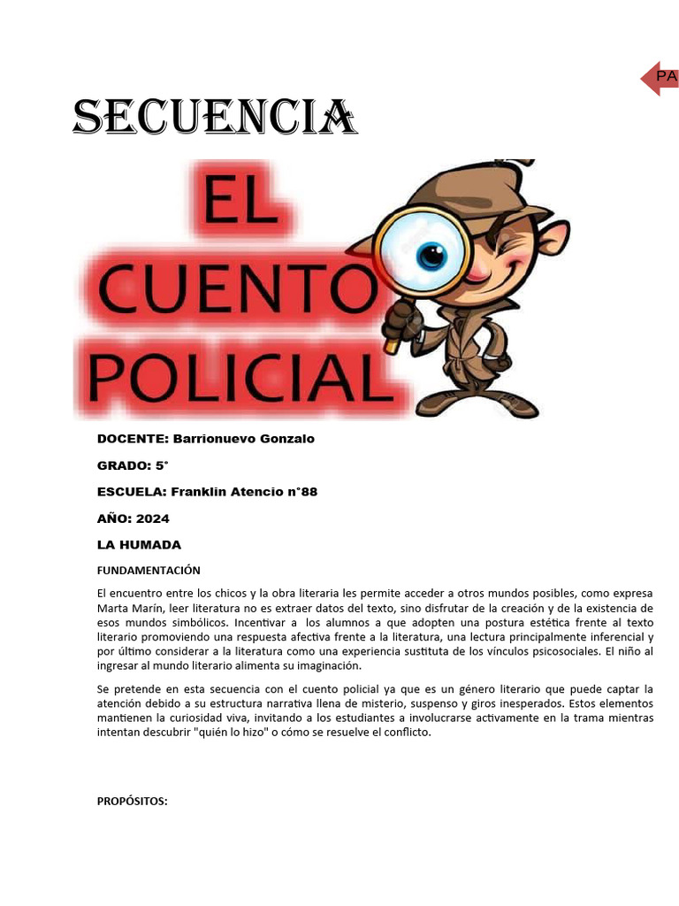 Secuencia de 5° Cuento Policial | PDF | Puntuación | Cuentos