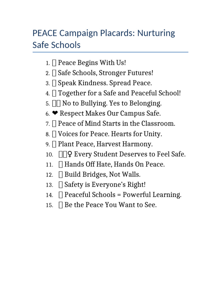 PEACE Campaign Placards | PDF