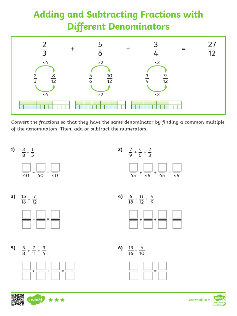 HA Adding Fractions With Different Denominators | PDF