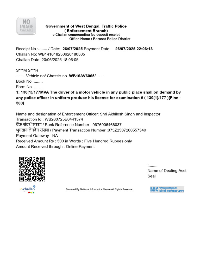 Print Challan 500 Wb16av6065 | PDF